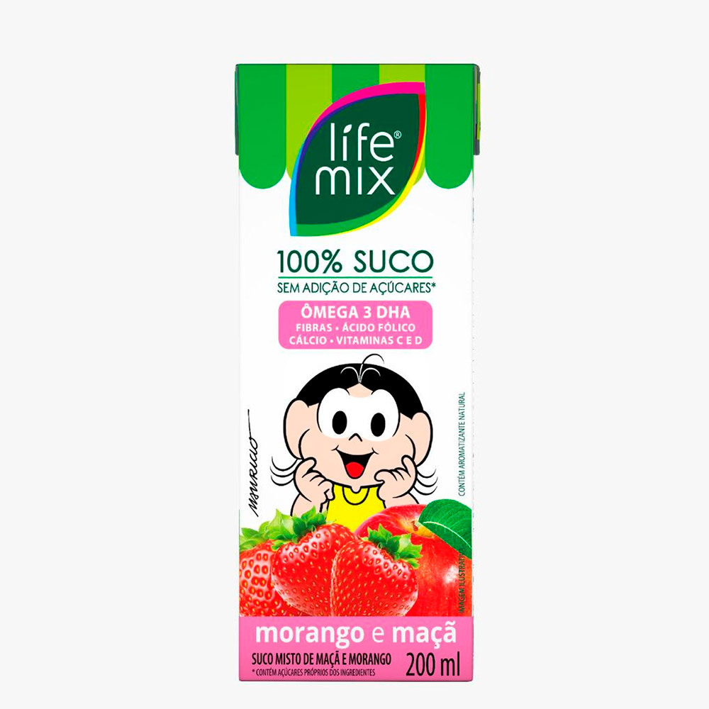 Suco de Morango e Maçã Kids Sem Açúcar 200ml - Life Mix
