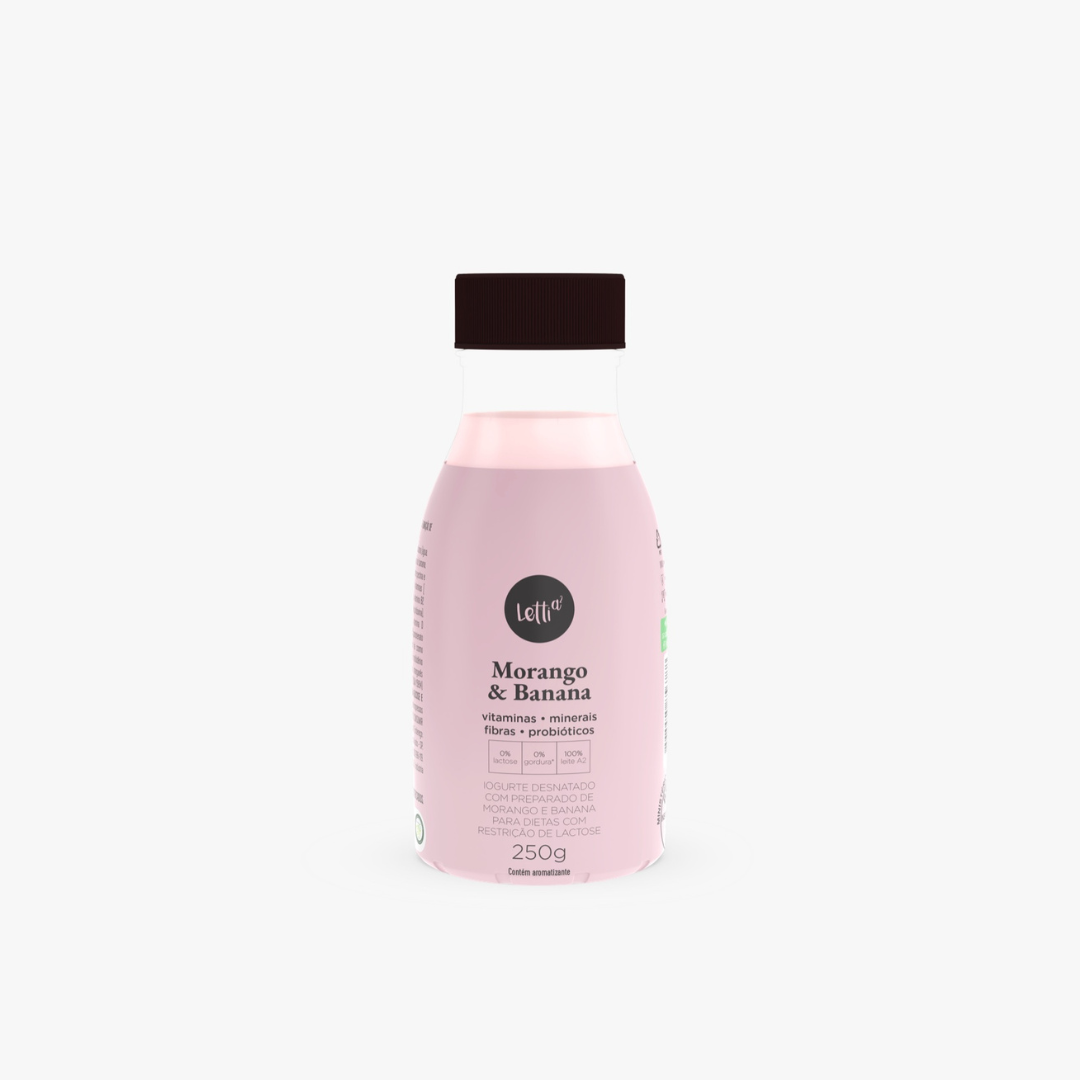Iogurte Desnatado Morango e Banana 250g - Letti