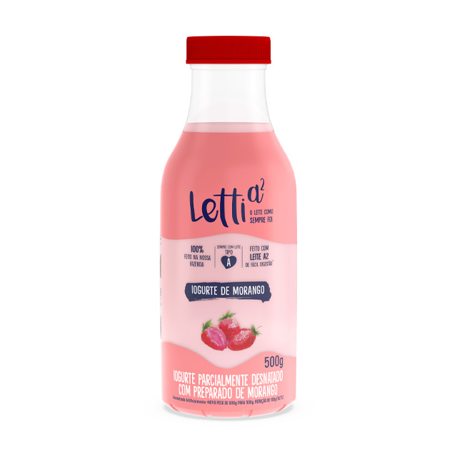 Iogurte Parcialmente Desnatado sabor Morango 500g - Letti